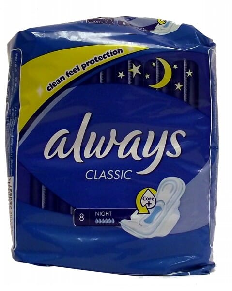 Always Classic Night 8stk Core+Sanitary Pads - Fine Distribution AS